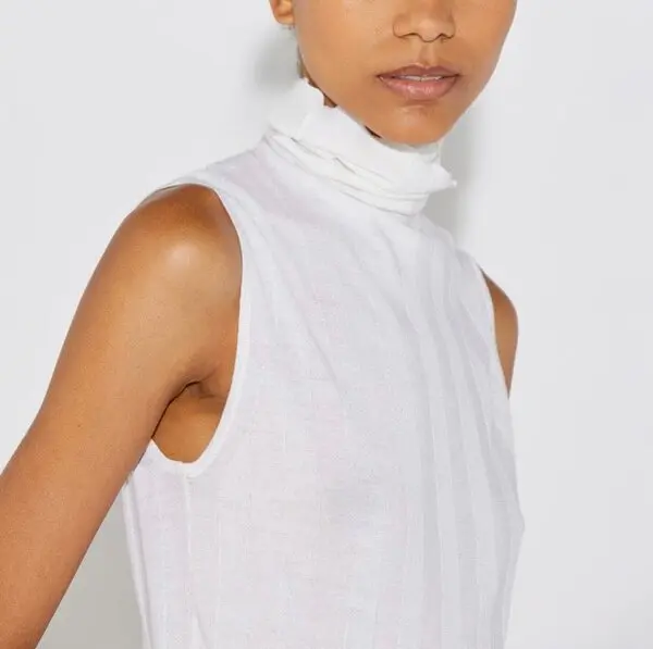 CALLAS MILANO Permanent Collection Romy Sleeveless Turtleneck Knit Top - Ivory