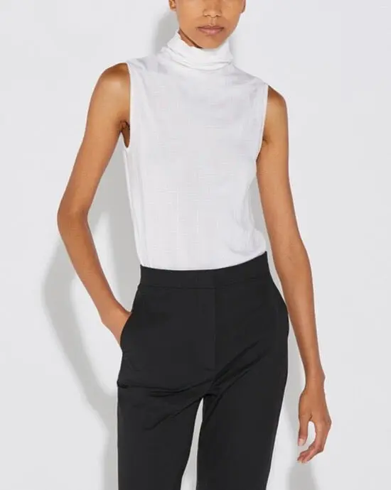 CALLAS MILANO Permanent Collection Romy Sleeveless Turtleneck Knit Top - Ivory