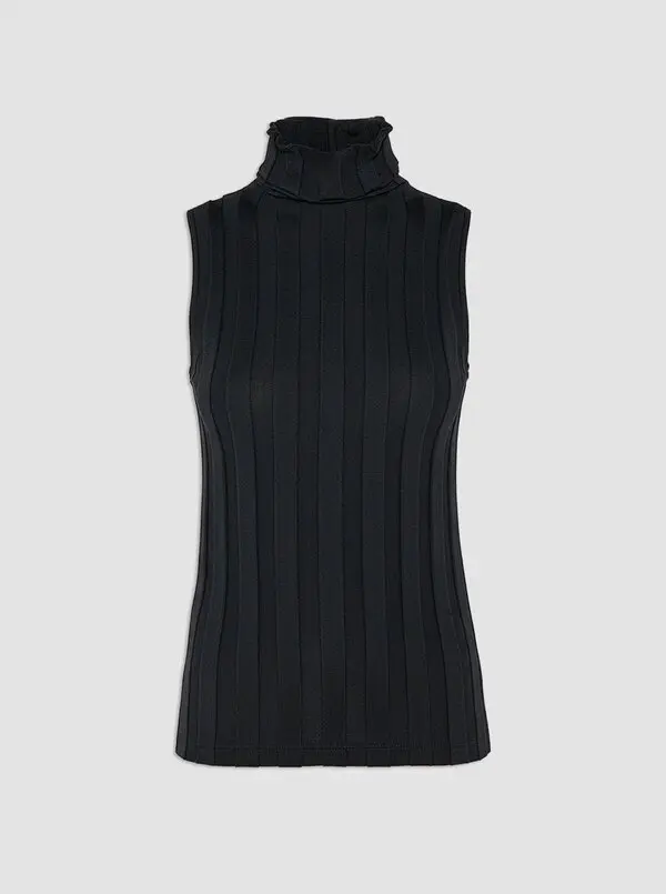 CALLAS MILANO Permanent Collection Romy Sleeveless Ribbed Turtleneck - Black