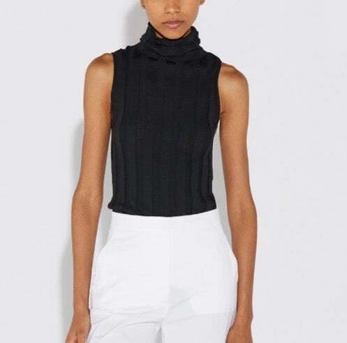 CALLAS MILANO Permanent Collection Romy Sleeveless Ribbed Turtleneck - Black