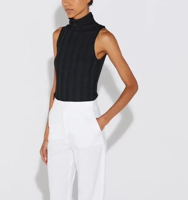 CALLAS MILANO Permanent Collection Romy Sleeveless Ribbed Turtleneck - Black
