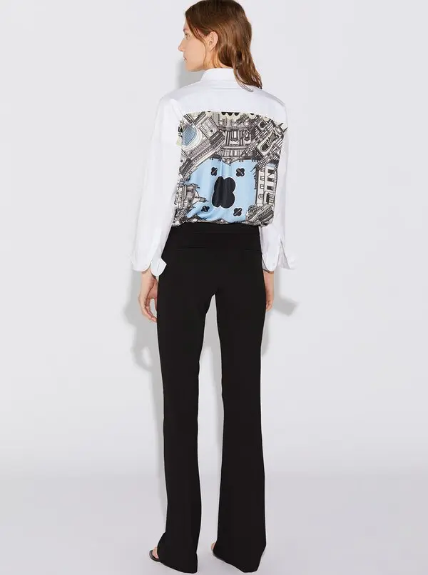 CALLAS MILANO Permanent Collection Milano Silk Twill Graphic Shirt - White