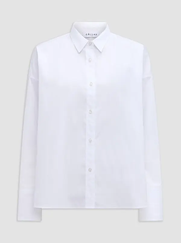 CALLAS MILANO Permanent Collection Milano Silk Twill Graphic Shirt - White