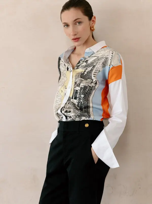 CALLAS MILANO Sirene Silk Scarf Front Shirt