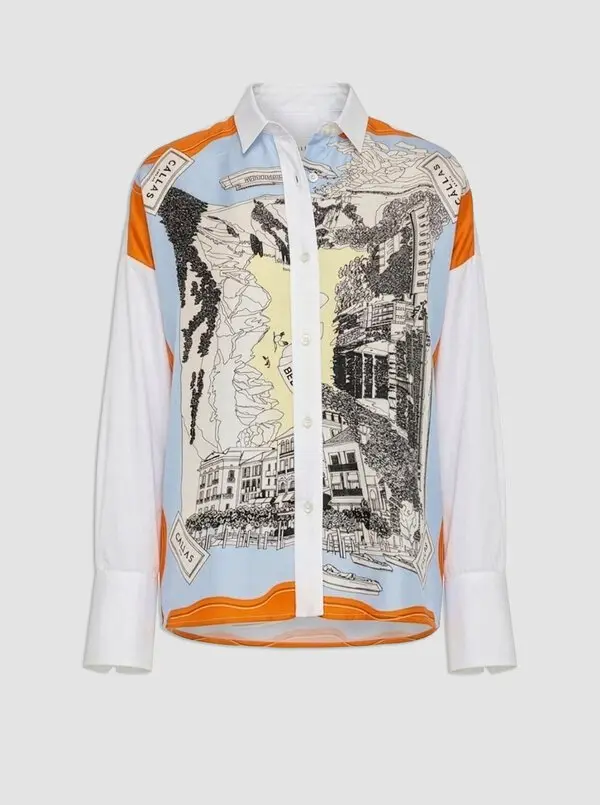 CALLAS MILANO Sirene Silk Scarf Front Shirt