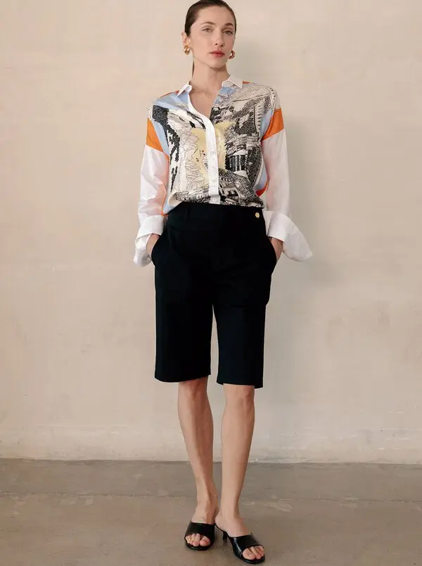 CALLAS MILANO Sirene Silk Scarf Front Shirt