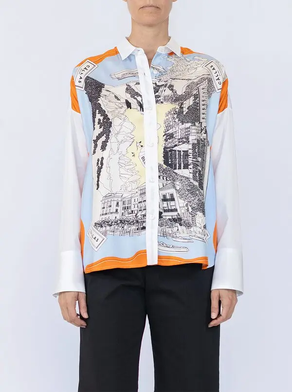 CALLAS MILANO Sirene Silk Scarf Front Shirt