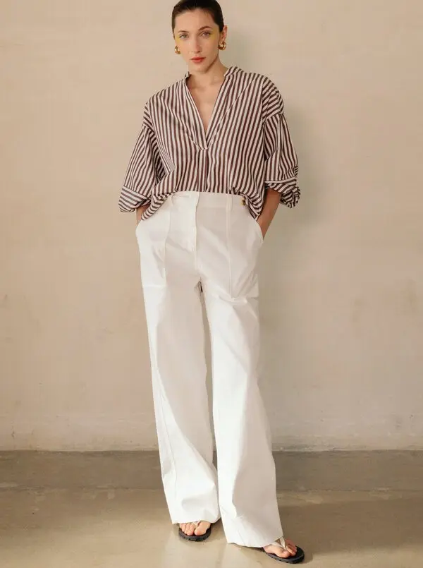 CALLAS MILANO Sailor Wide Leg Pant - White