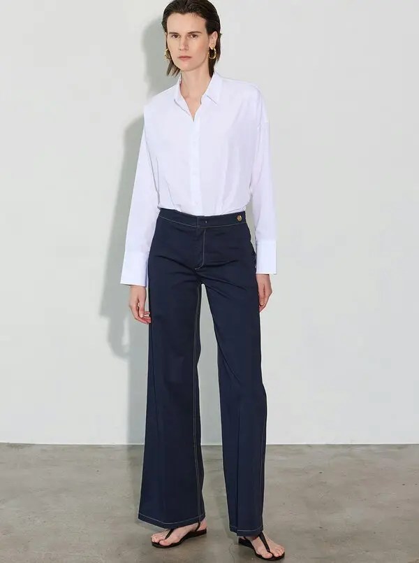 CALLAS MILANO Permanent Collection Jane Organic Light Twill Pants - Navy