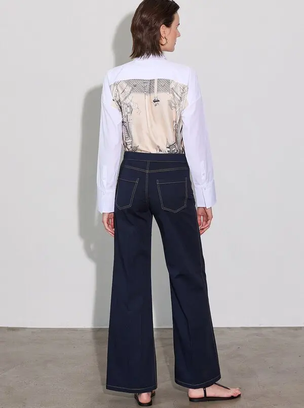 CALLAS MILANO Permanent Collection Jane Organic Light Twill Pants - Navy