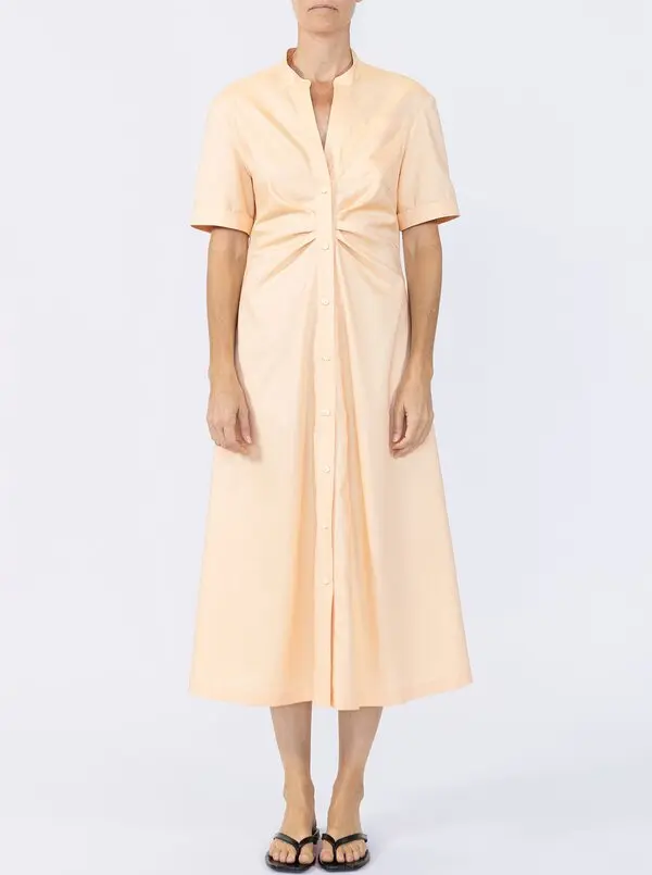 CALLAS MILANO Ss26 Noor Short Sleeve Button Front Midi Shirtdress - Pale Orange