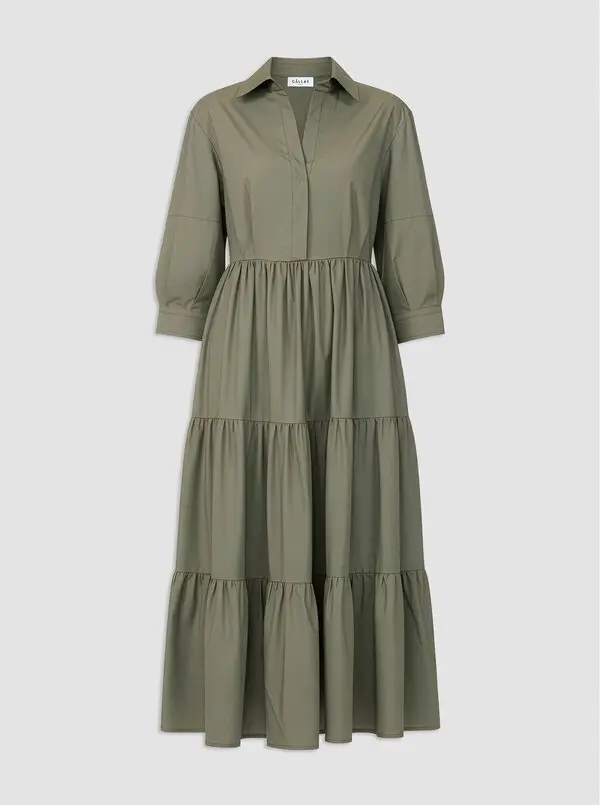 CALLAS MILANO Ps26 Marseille Tiered Shirtdress - Olive