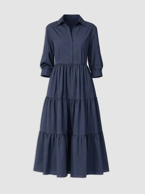 CALLAS MILANO Ps26 Marseille Tiered Shirtdress - Navy