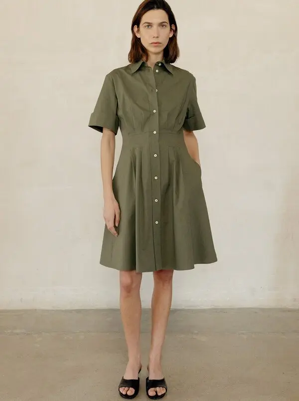 CALLAS MILANO Ps26 Bergamo Fit And Flare Shirtdress - Olive