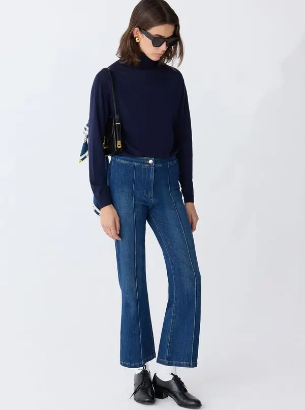 CALLAS MILANO Lola Denim Crop Flare Jeans - Dark Indigo