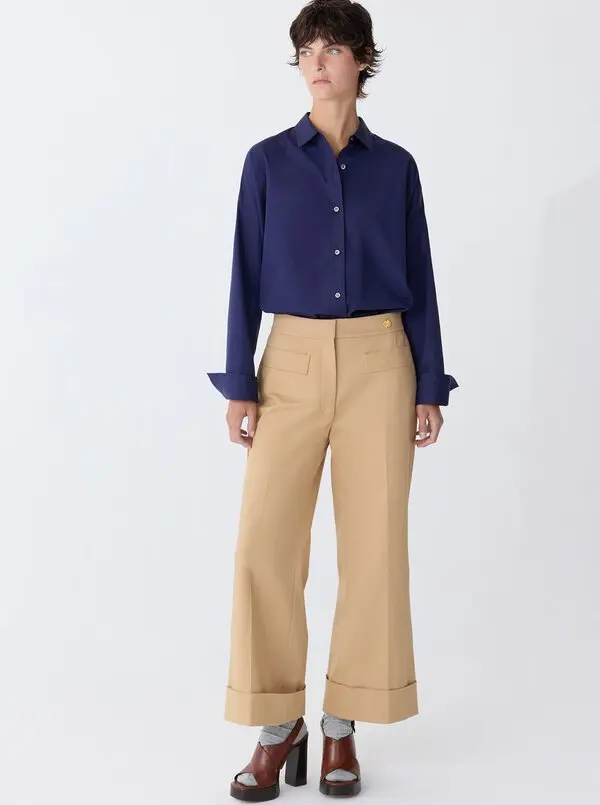 CALLAS MILANO Fw25 Brody Cropped Wide Cuff Tailored Pants - Pale Camel