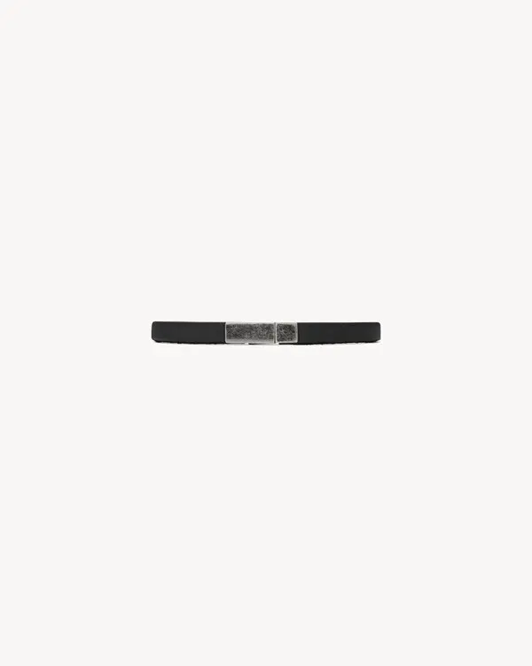 Saint Laurent Id Plaque Bracelet In Leather