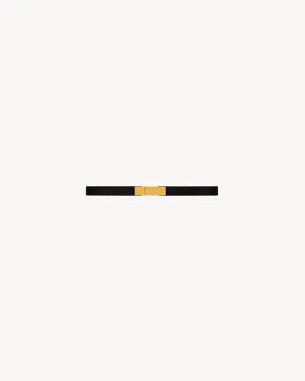 Saint Laurent Id Plaque Bracelet In Smooth Leather And Metal