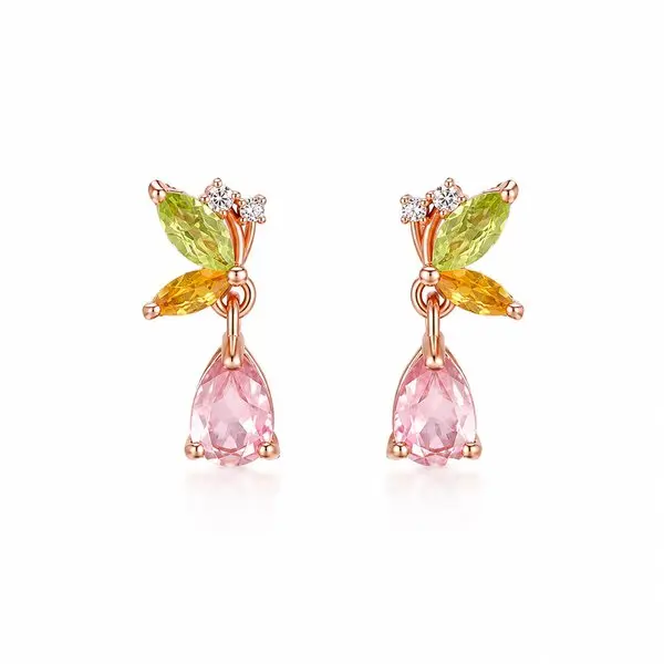 ORMIRO Fairy Wings Tourmaline Gemstone Stud Earrings