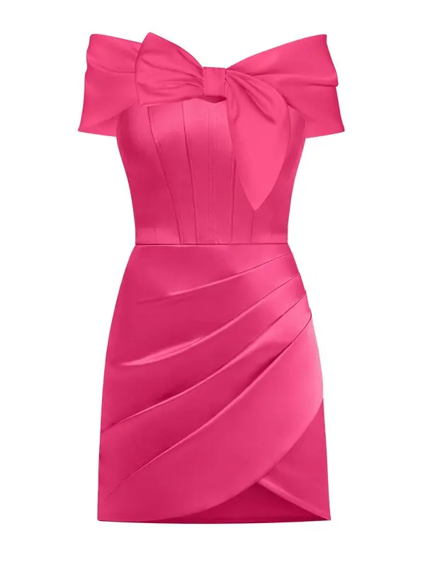 TIA DORRAINE A Touch Of Glamour Off-shoulder Mini Dress – Hot - Pink