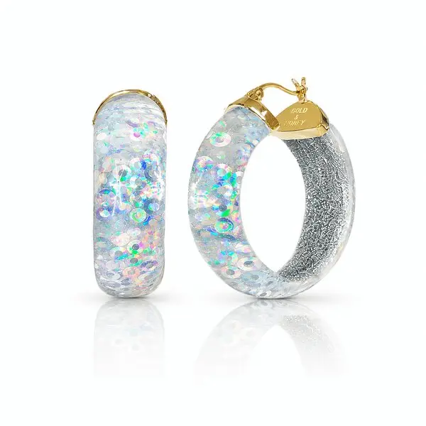 GOLD & HONEY Sequin Print Lucite Hoop Earrings