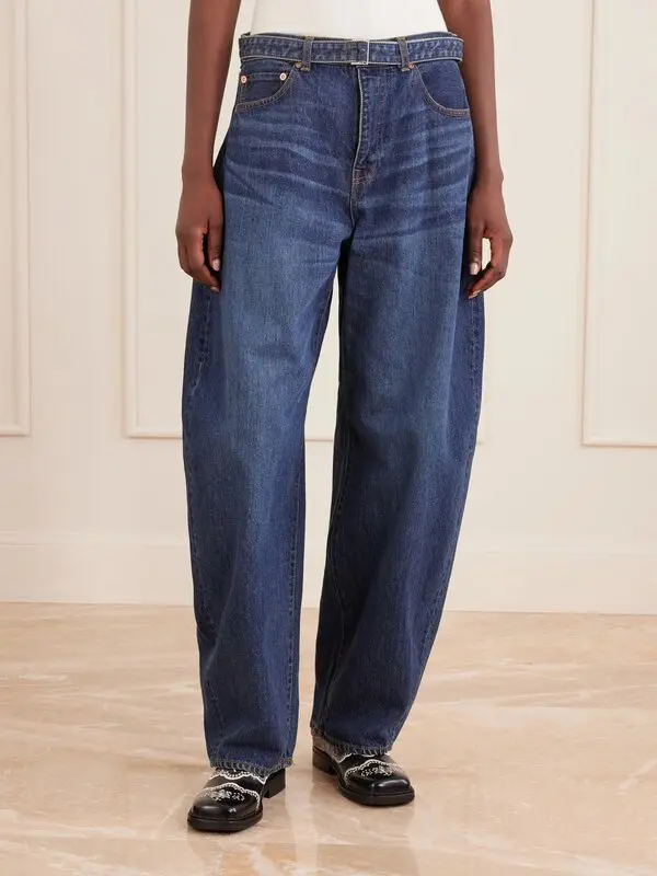 Sacai Belted High-rise Wide-leg Jeans