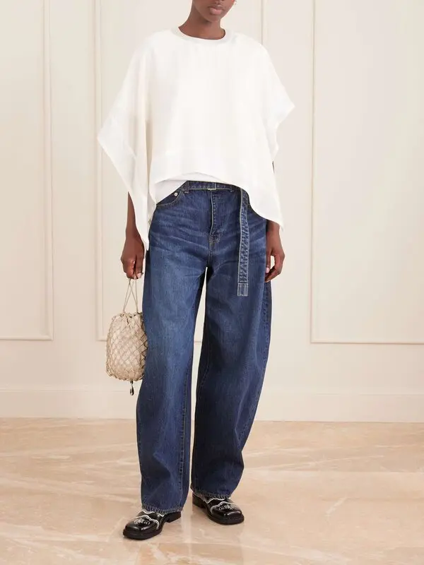 Sacai Belted High-rise Wide-leg Jeans