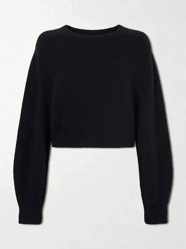 Khaite Masie Cropped Wool And Cashmere-blend Sweater