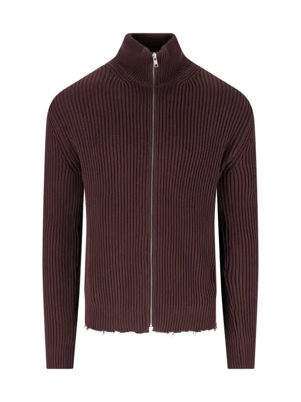 MAISON MARGIELA Ribbed Zip Sweater - Brown