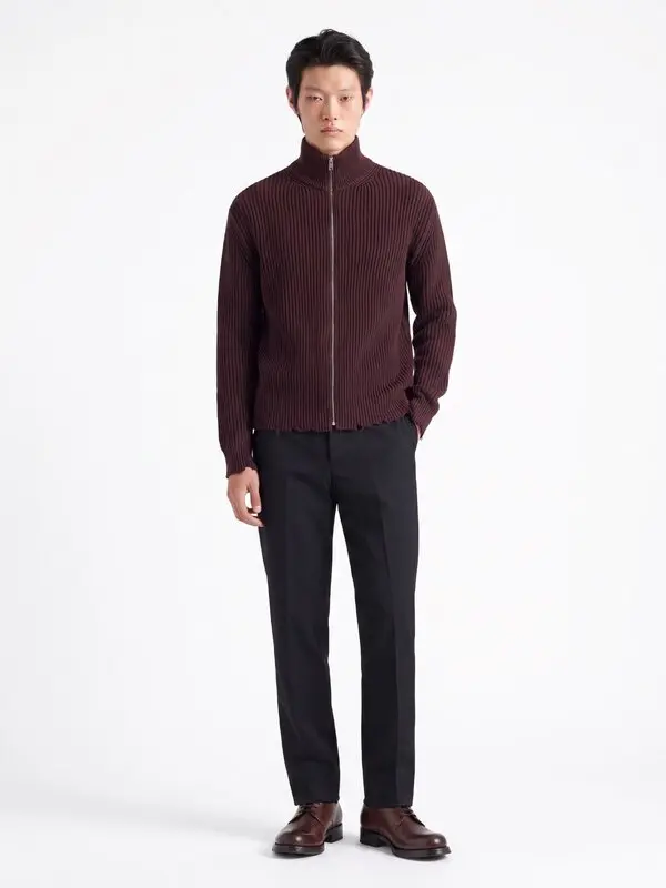 MAISON MARGIELA Ribbed Zip Sweater - Brown