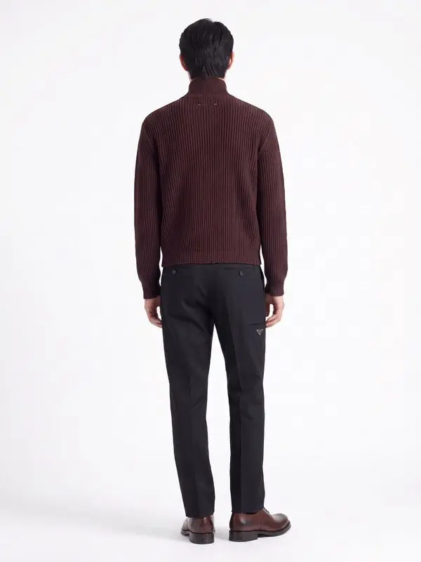 MAISON MARGIELA Ribbed Zip Sweater - Brown