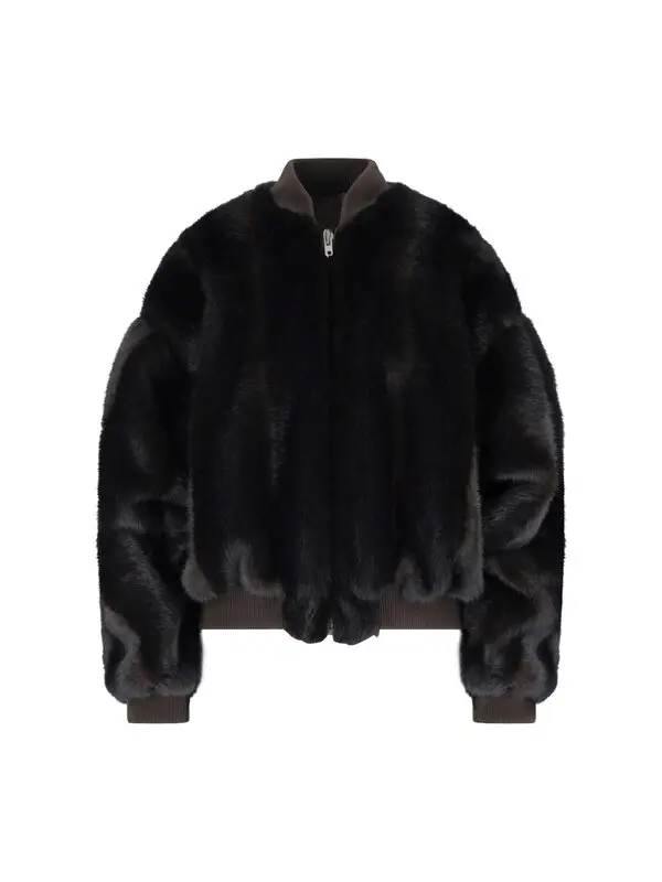 MAISON MARGIELA Faux Fur Bomber Jacket - Brown