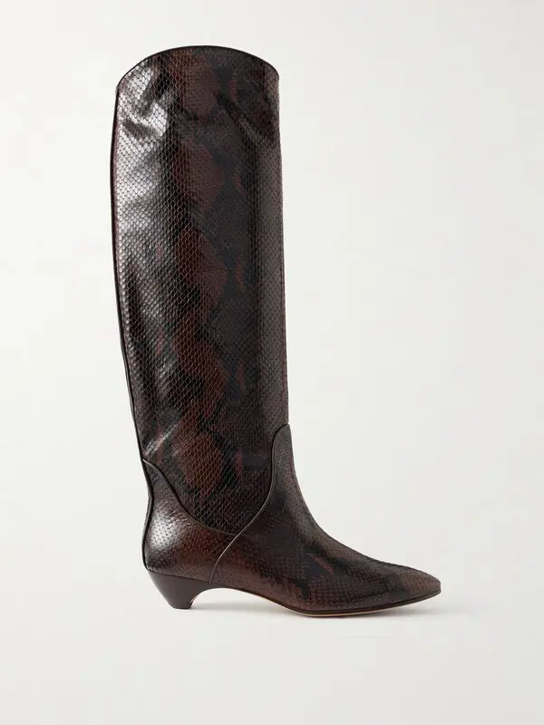 Le Monde Beryl Allegra Snake-effect Leather Knee Boots - Animal Print