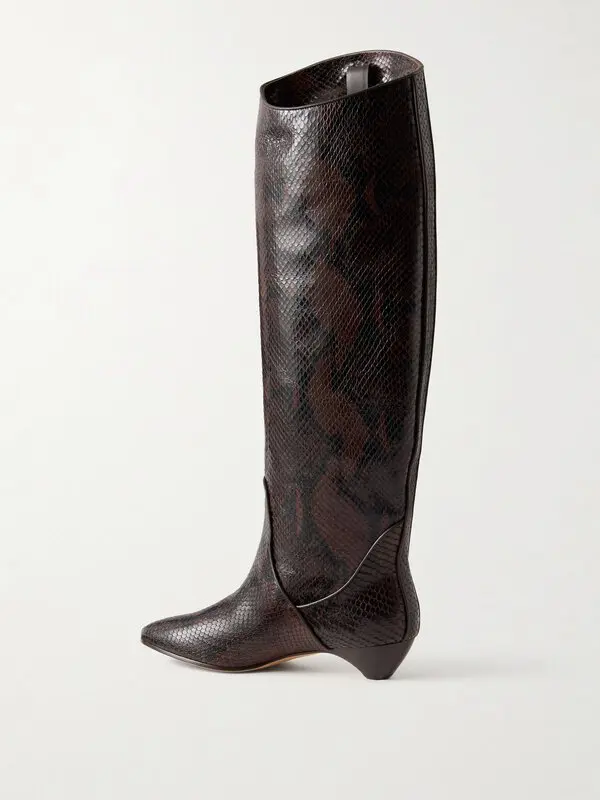 Le Monde Beryl Allegra Snake-effect Leather Knee Boots