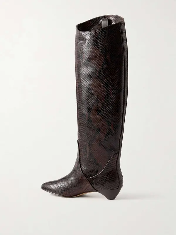 Le Monde Beryl Allegra 25 Snake-effect Leather Knee Boots