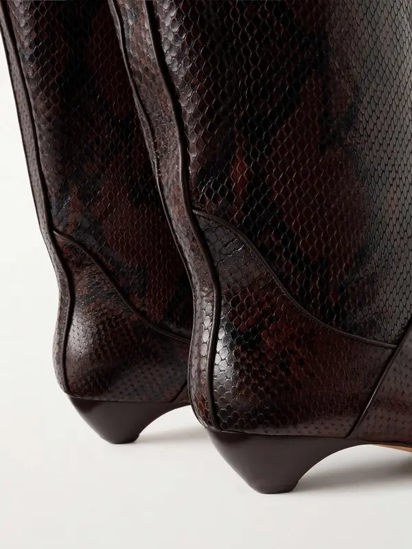 Le Monde Beryl Allegra 25 Snake-effect Leather Knee Boots