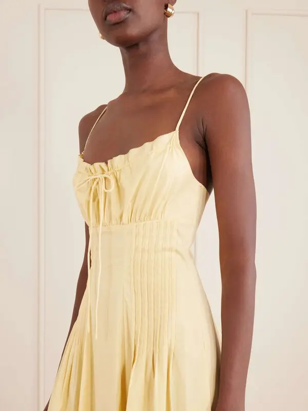 Staud Margi Ruffled Pleated Cotton-stretch Poplin Midi Dress