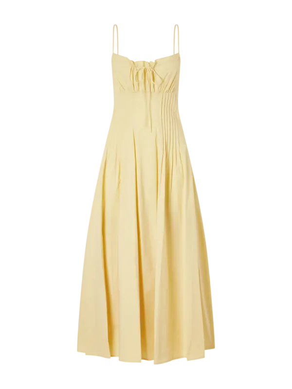 Staud Margi Ruffled Cotton-stretch Poplin Midi Dress - Yellow