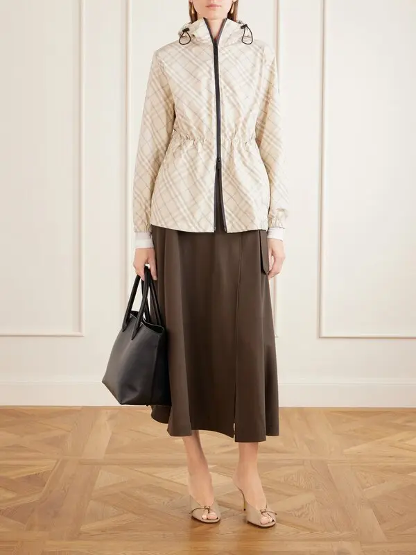 Burberry Belted Wool Gabardine Midi Skirt - Brown