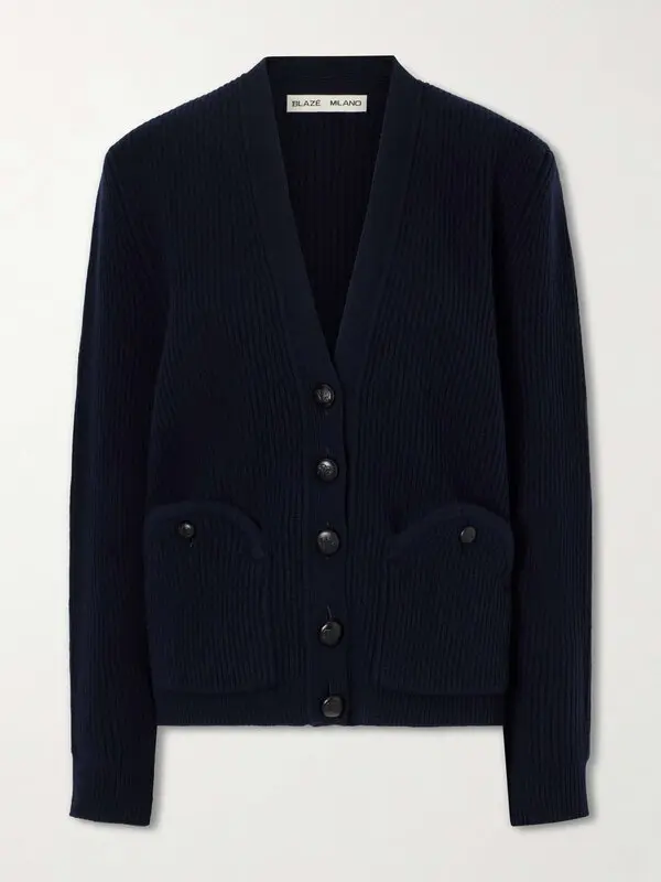 BLAZÉ MILANO Ribbed Wool And Cashmere-blend Cardigan