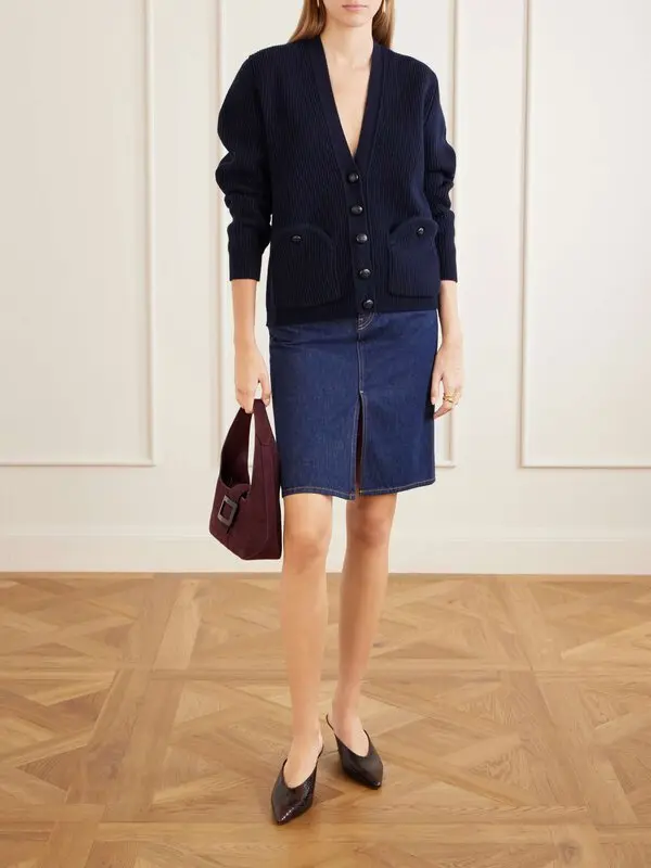 BLAZÉ MILANO Ribbed Wool And Cashmere-blend Cardigan