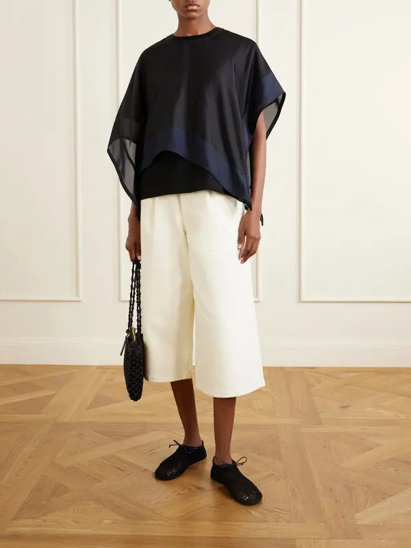 Sacai Layered Satin And Cotton Blouse