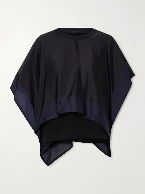 Sacai Layered Satin And Cotton Blouse - Black