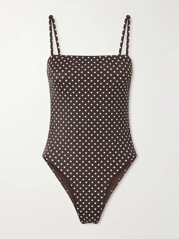 Matteau Petite Square Polka-dot Recycled Swimsuit - Brown