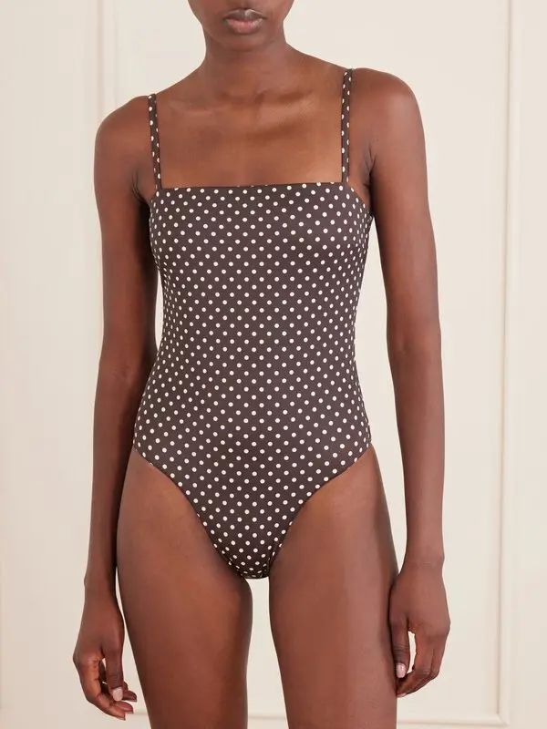 Matteau Petite Square Polka-dot Recycled Swimsuit - Brown
