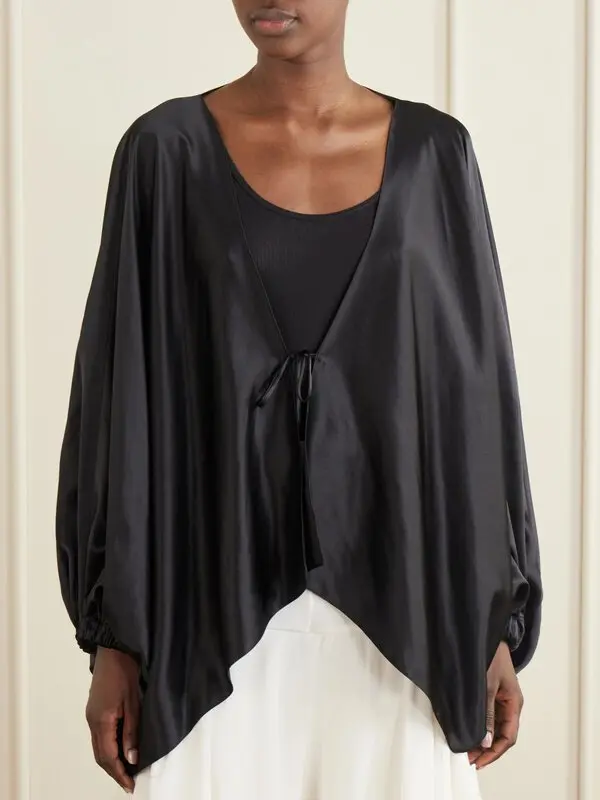 Sharon Wauchob Draped Silk Blouson Jacket - Black