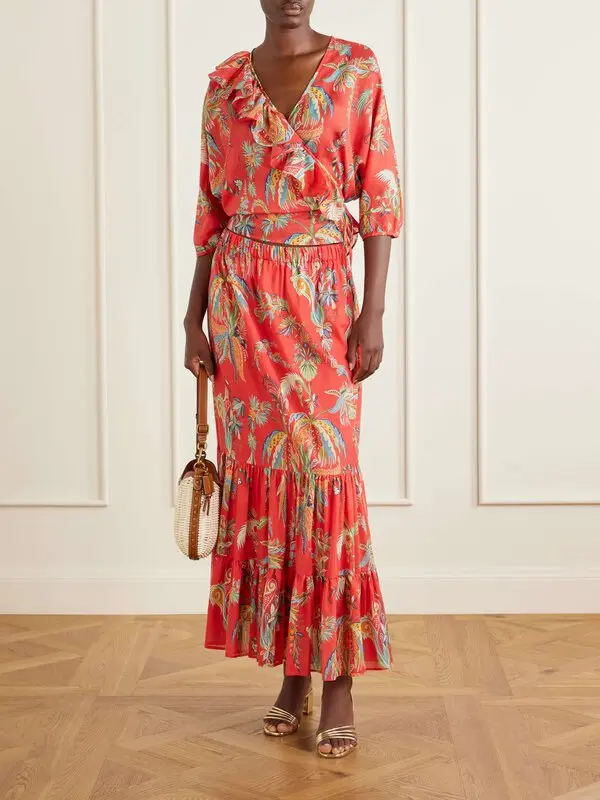 Etro Ruffled Printed Cotton Blouse