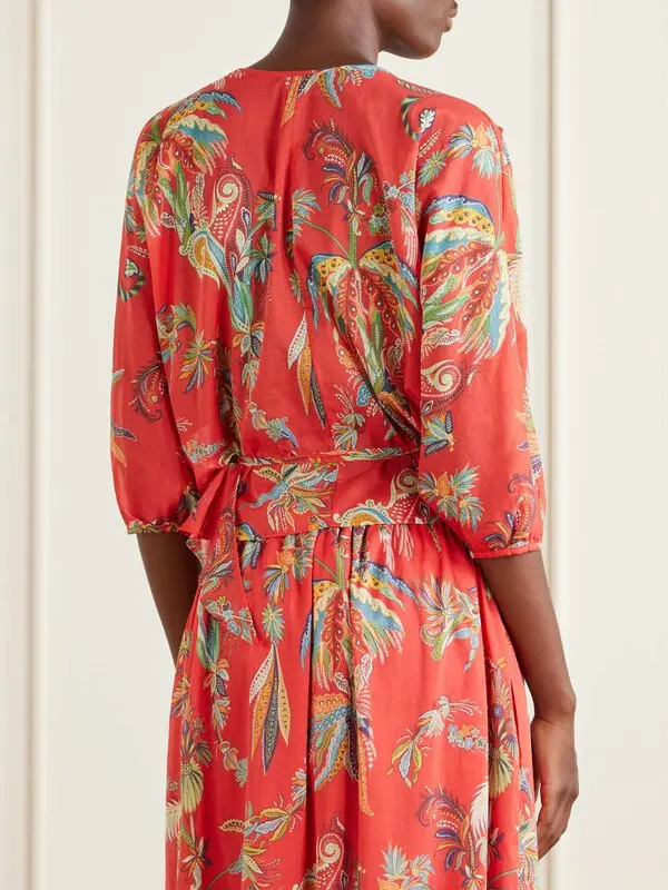 Etro Ruffled Printed Cotton Blouse