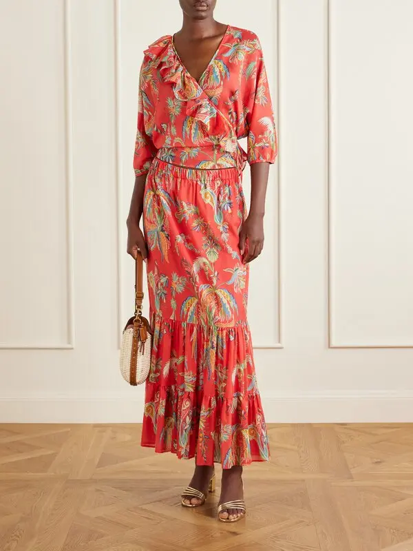 Etro Ruffled Printed Cotton Blouse