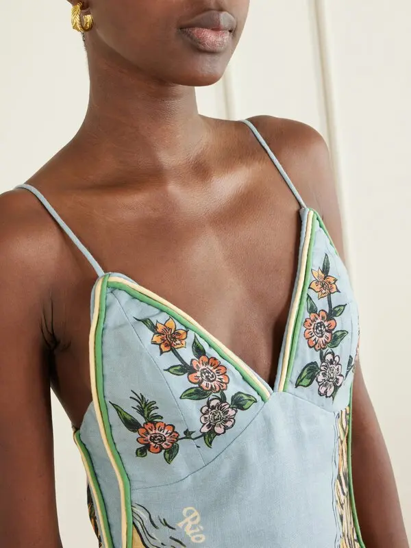 Farm Rio Beaches Path Linen Mini Dress